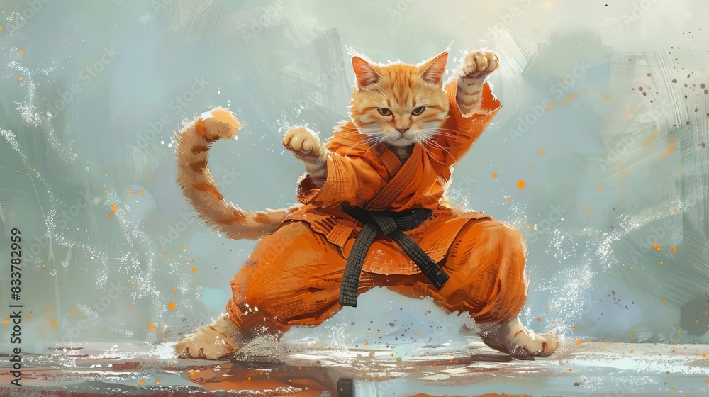 aigenerated illustration of a karate cat a whimsical and imaginative ...