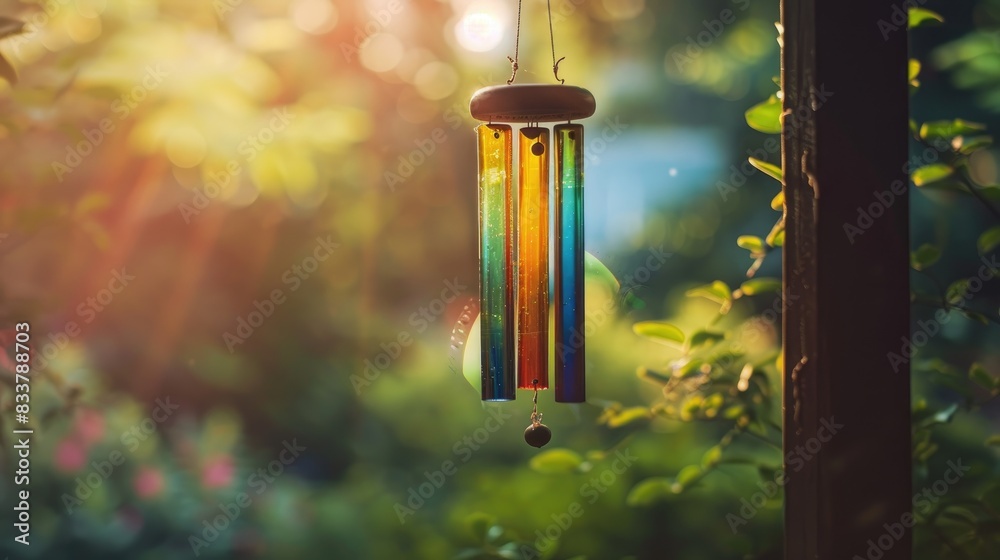 Rainbow-colored Wind Chime Hanging from Porch on Pride Day Stock Photo ...