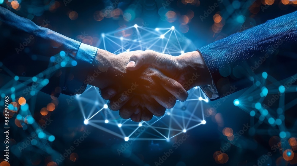 global network connection concept with digital chart and two ...