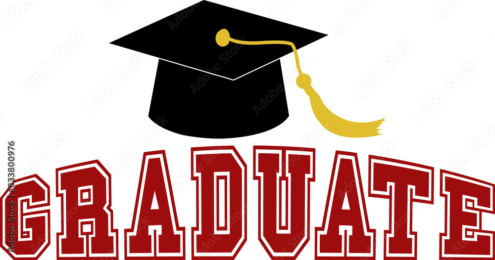 Graduation typography clip art design on plain white transparent ...