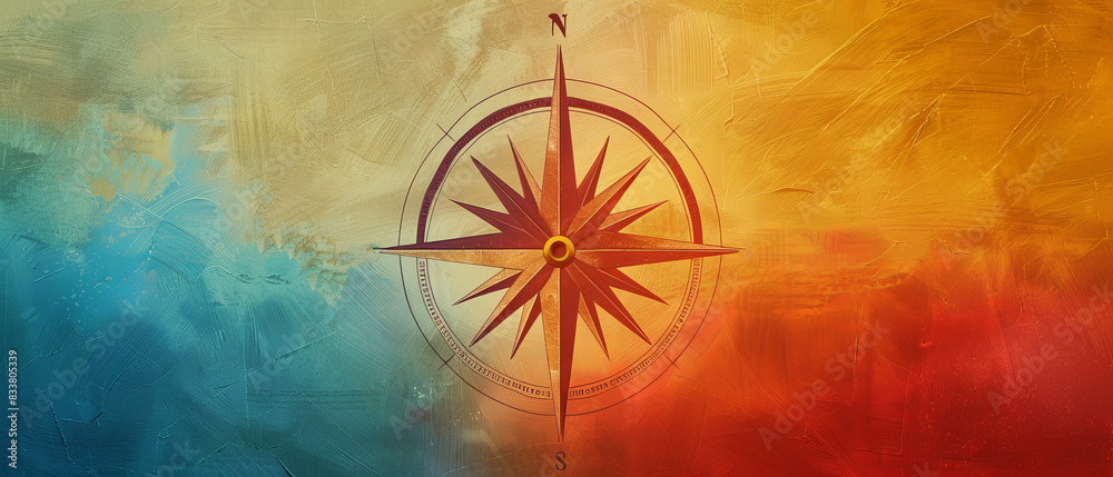 Modern Interpretation of Vintage Compass Rose with Cardinal Directions ...