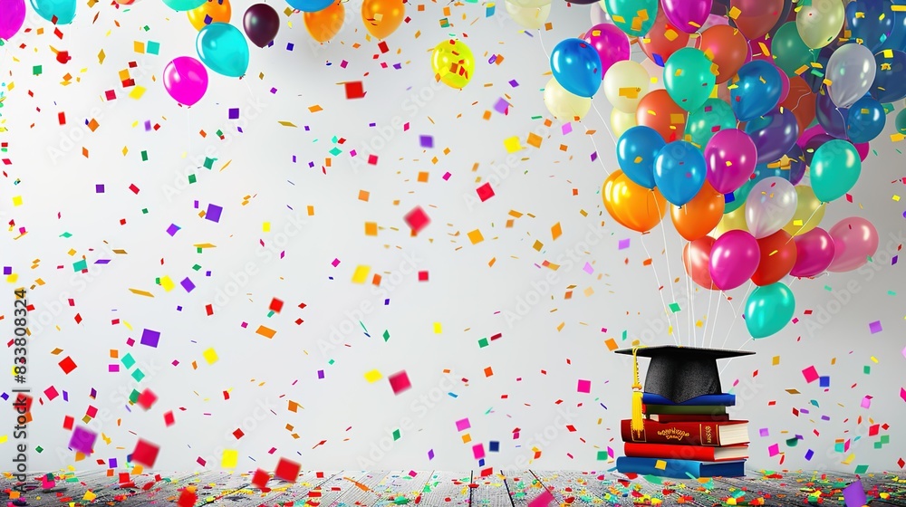 Vibrant and Festive Graduation Background with Colorful Confetti and ...