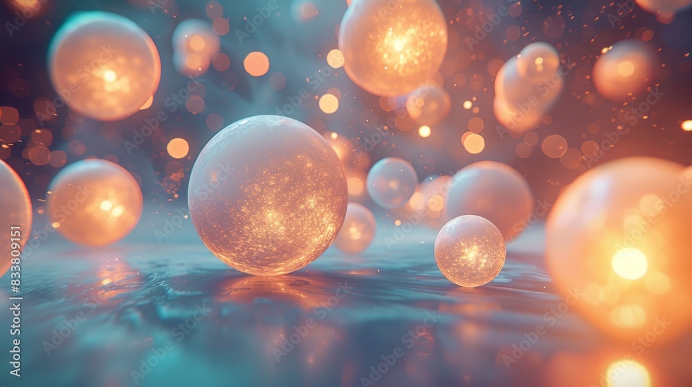 Glowing Spheres, Spheres with inner light sources creating a glowing ...