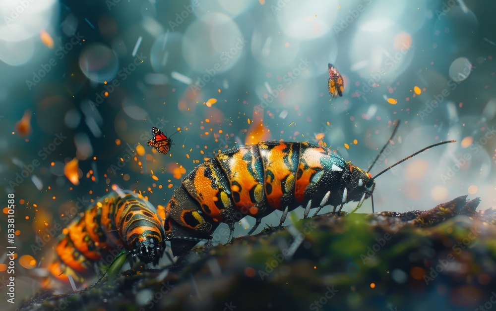 Depict the evolution of ideas through the stages of a caterpillar ...