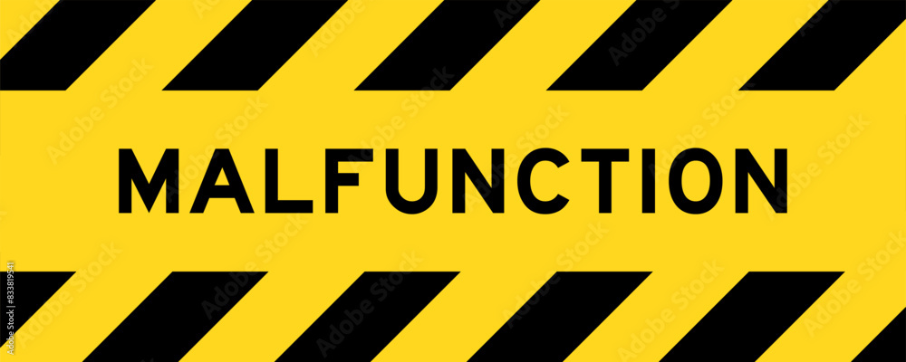 Yellow and black color with line striped label banner with word ...