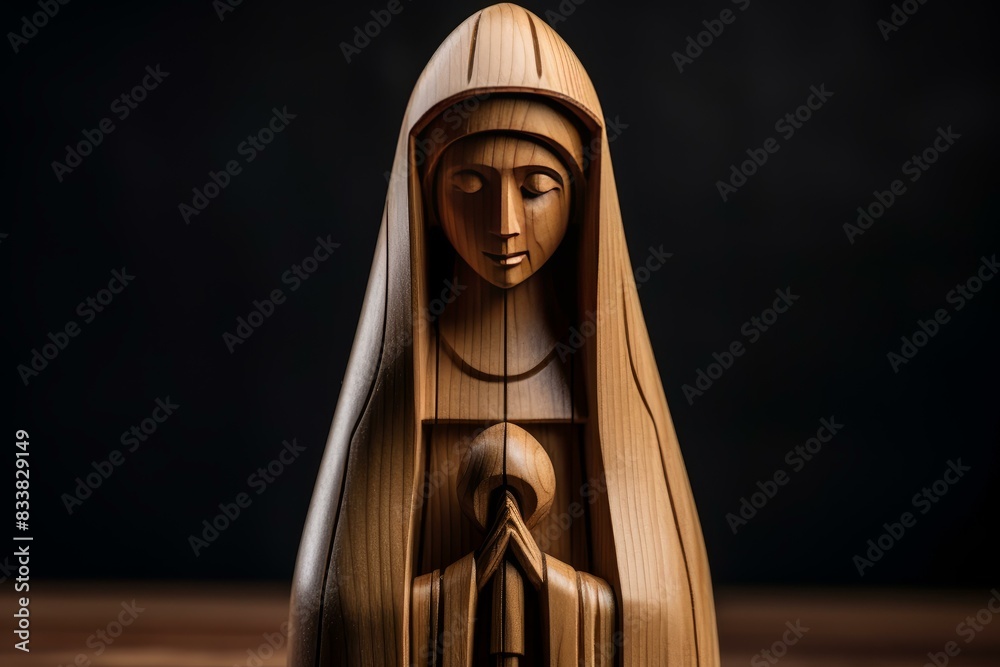 Exquisite handcrafted wooden carved madonna statue. An iconic and ...