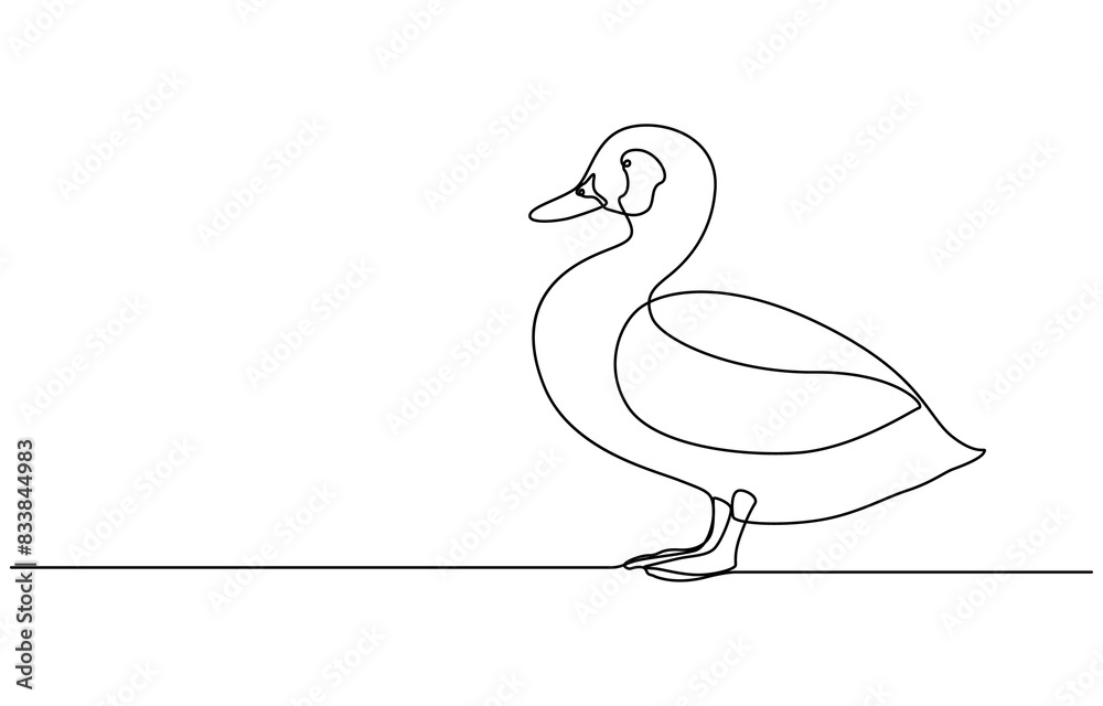 Duck in one continuous line drawing vector illustration. Pro vector ...