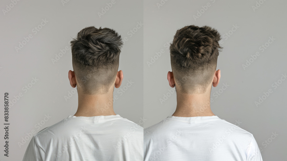 See photos of the front and back of a man's head before and after a ...