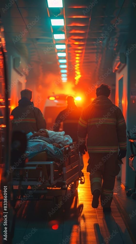 fire accident Inside the patient room of modern hospitals with hospital ...