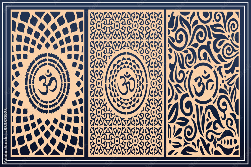 Vecteur Stock Om Jali design used for temples, Mandir. Om acrylic jali ...