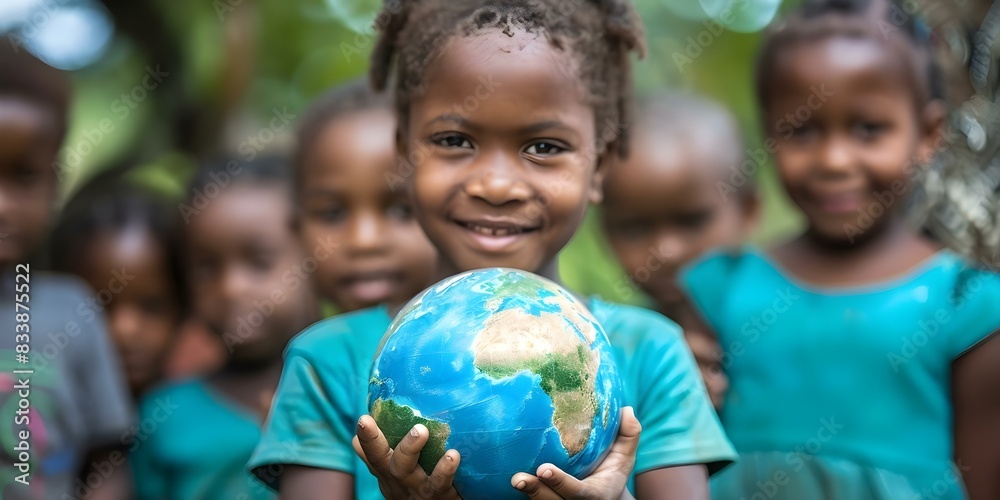 African children holding earth globe on International Day of Peace ...