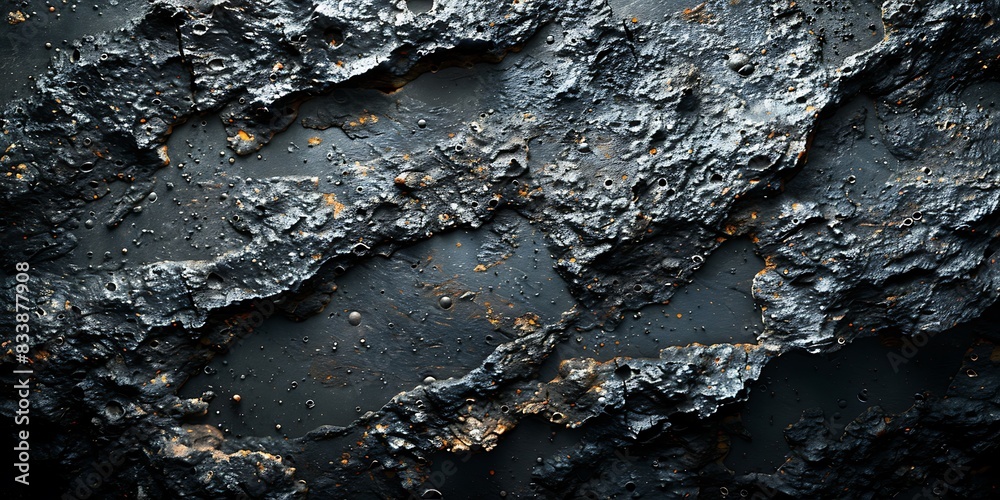Rough metallic asteroid surface with craters and dark textures Stock ...