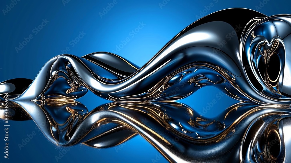 Pastel teal background featuring a 3D render of an abstract reflection ...