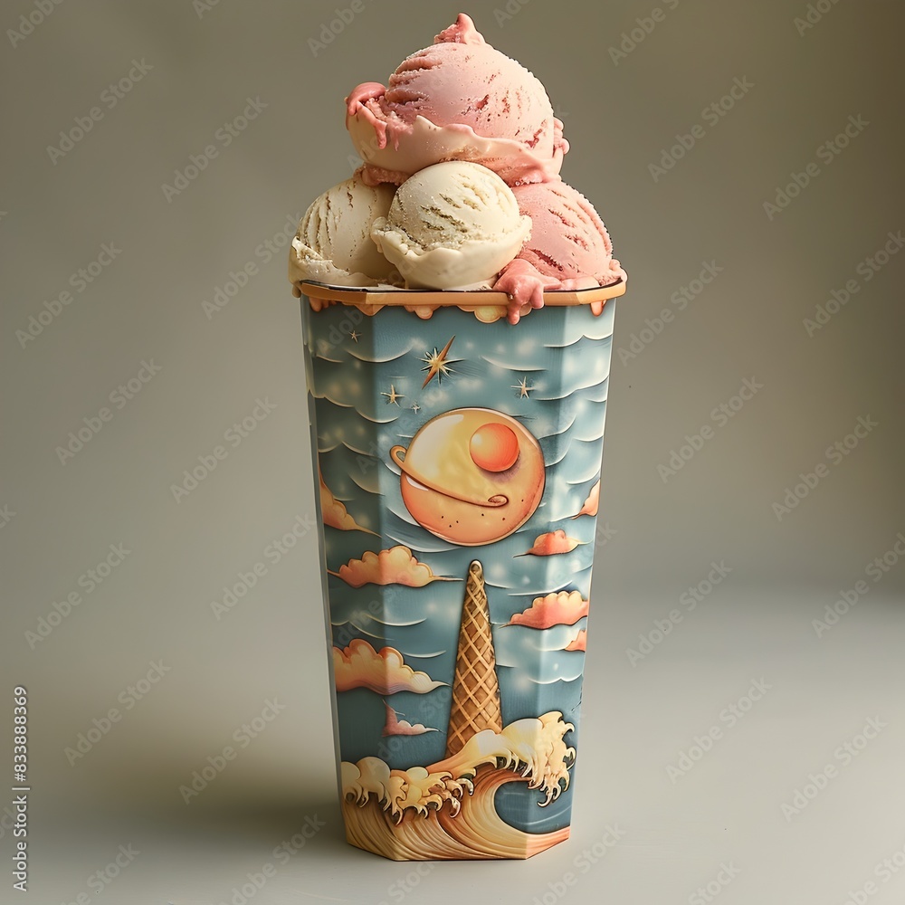 Surreal and Whimsical Gourmet Ice Cream Packaging Design with Details ...