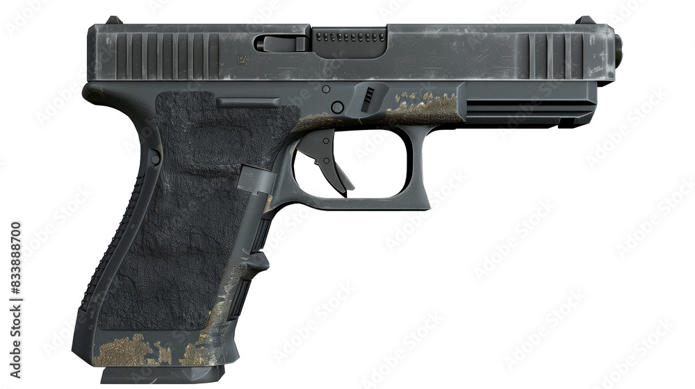 Modern black Glock 17 semi-automatic pistol 2D Game Art isolated on ...