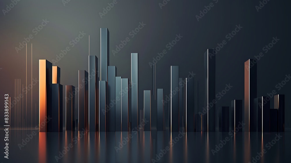 A sleek and modern bar graph illustrating the contrasting performance ...