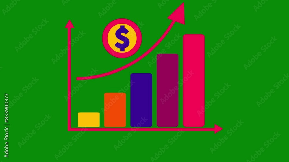 Upward success report arrow icon 2D line Animation rise on green and ...