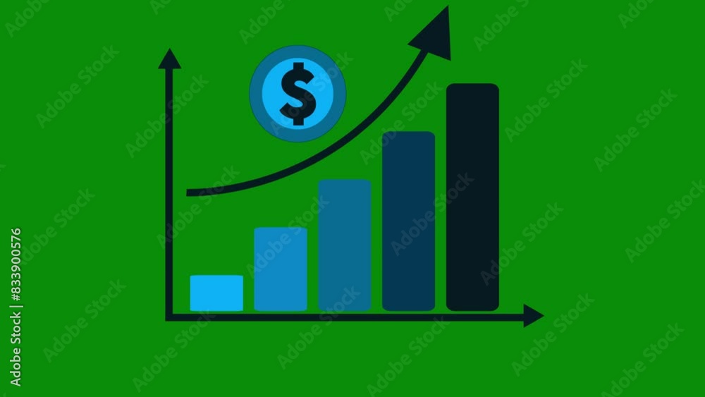 Upward success report arrow icon 2D line Animation rise on green and ...