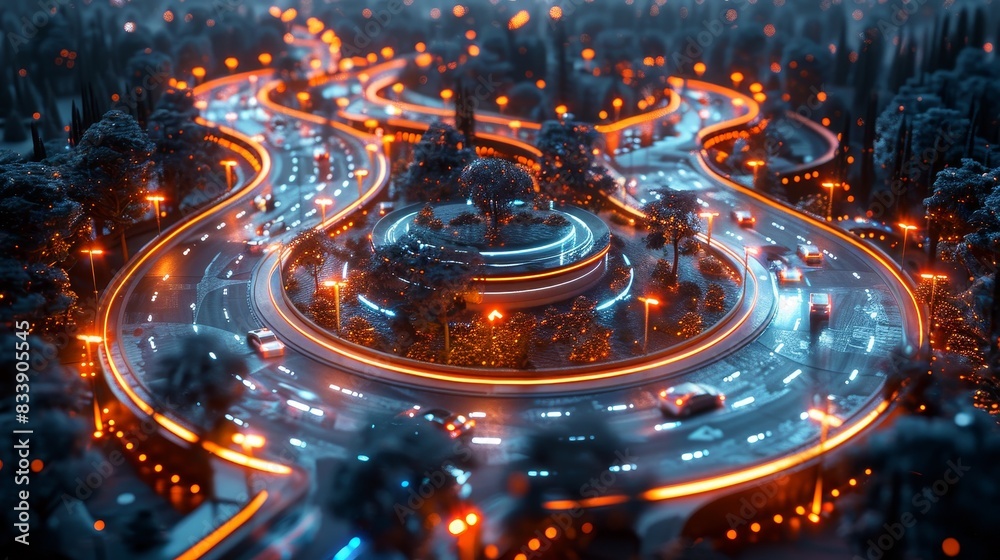 A smart city control center with AI optimizing traffic flow managing ...