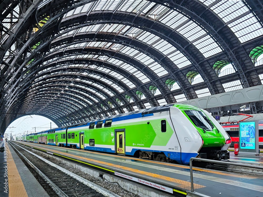 ITALY, MILAN, 16, MAY, 2024: Modern high-speed trains at the railway ...