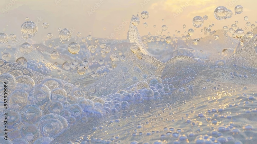 Visualize a 3D scene with a looping abstract liquid and bubble texture ...