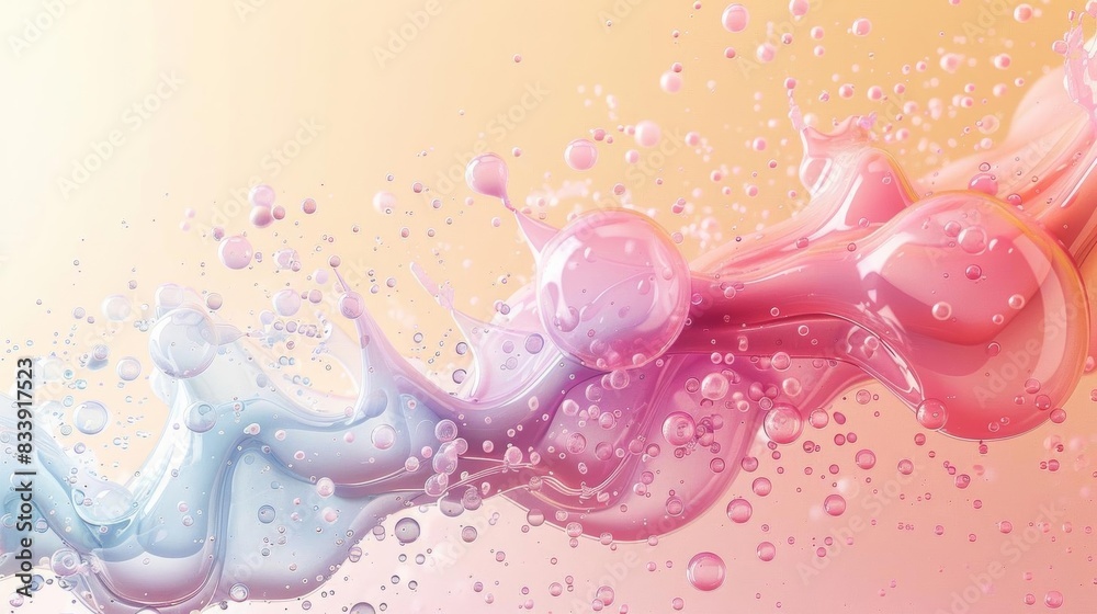 Illustrate a 3D model of a dynamic and abstract liquid movement with a ...