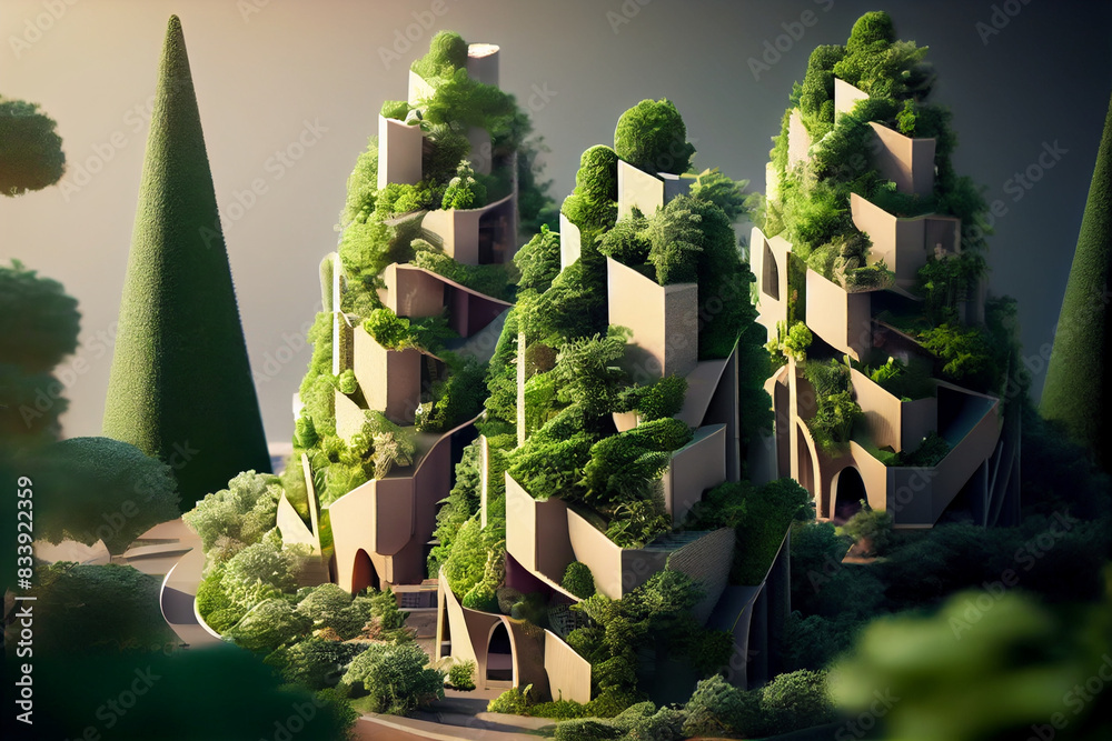 The concept of a futuristic eco-friendly vertical metropolis - a forest ...