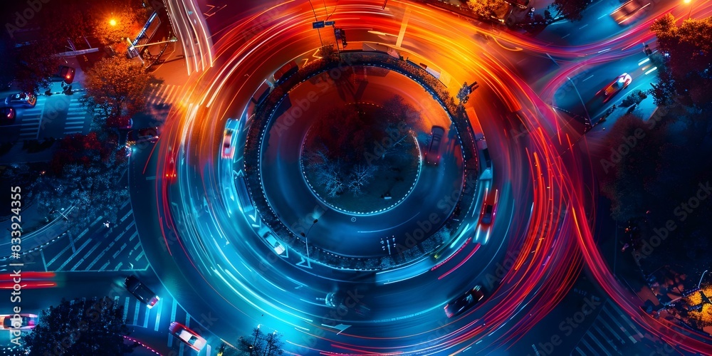 Nighttime Traffic Congestion at a Busy Urban Intersection. Concept ...