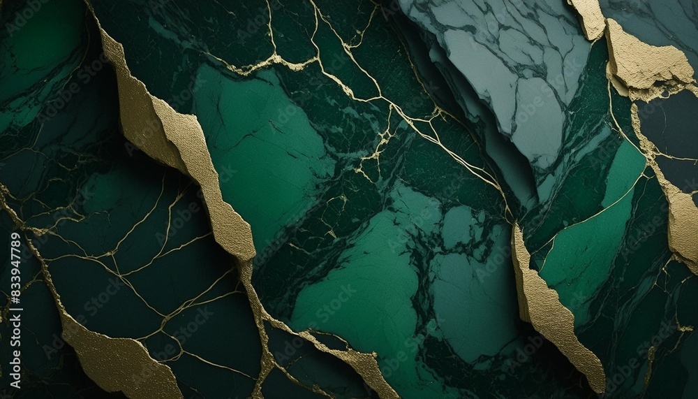 abstract dark green natural stone marble texture with tine gold ...