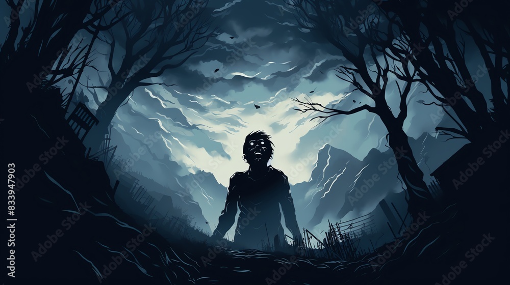 Nightmare escape flat design front view overcoming fears theme water ...