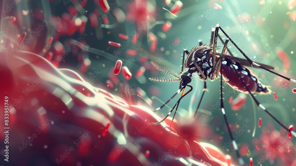 Highly detailed and realistic illustration of a mosquito in the process ...