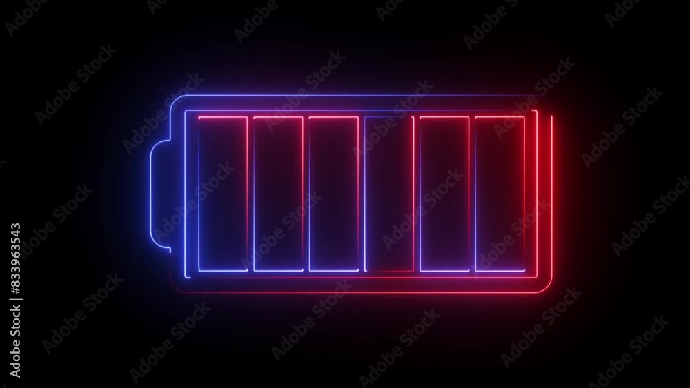 Neon battery fast charging animation, Glowing animated battery icon ...