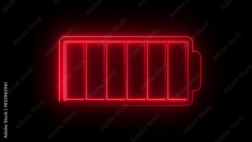 Neon battery fast charging animation, Glowing animated battery icon ...