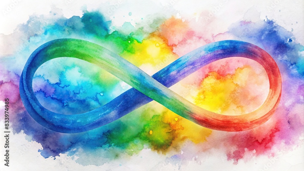 Vibrant watercolor background featuring the autism infinity rainbow ...