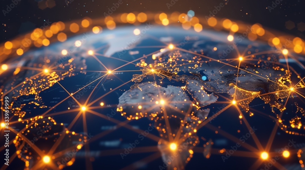 Global network concept with glowing nodes connecting different parts of ...