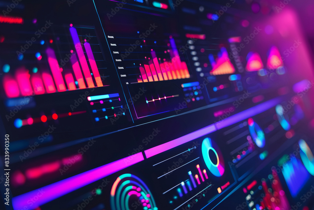 Vibrant Data Visualization Dashboard With Charts And Graphs Abstract Technology Background For