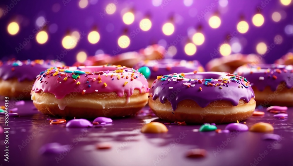 Brightly Colored D Rendered Donuts Floating Above a Lilac Background ...