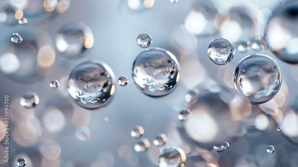Macro shot capturing tiny silver droplets suspended in mid-air ...