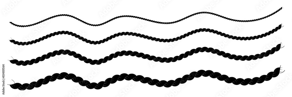 Vector rope knots. Nautical tying techniques. Beige twisted ropes ...