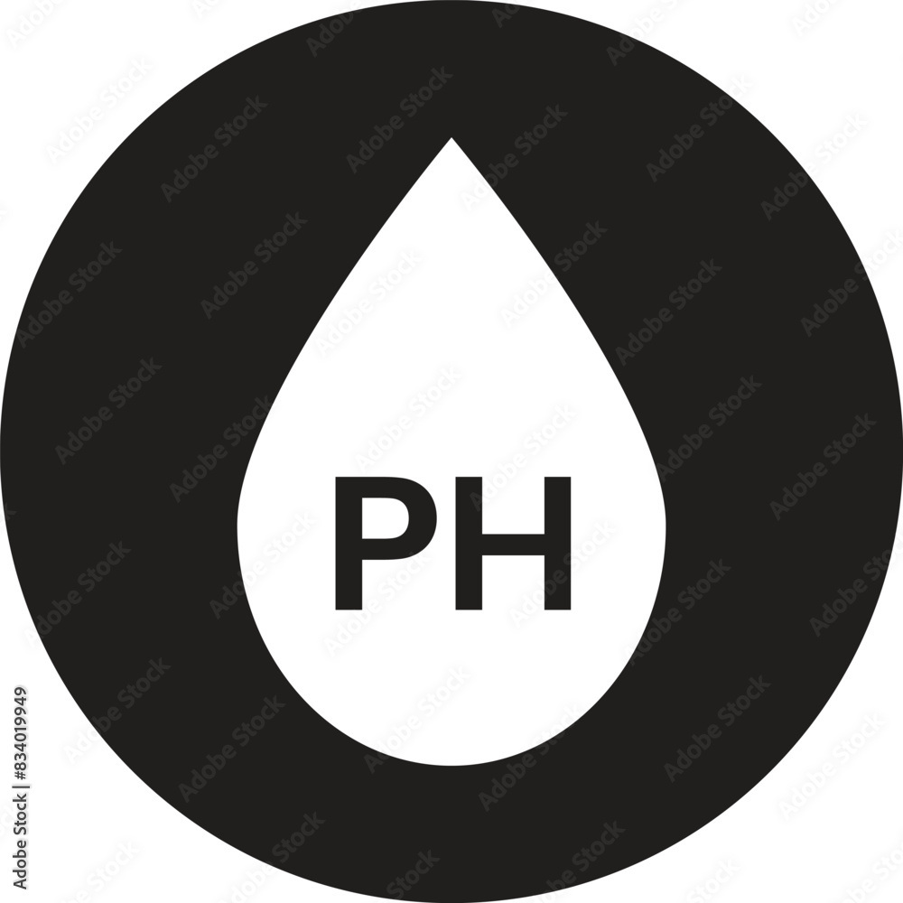 PH value icon in water drop isolated on white background . Skin fluid ...