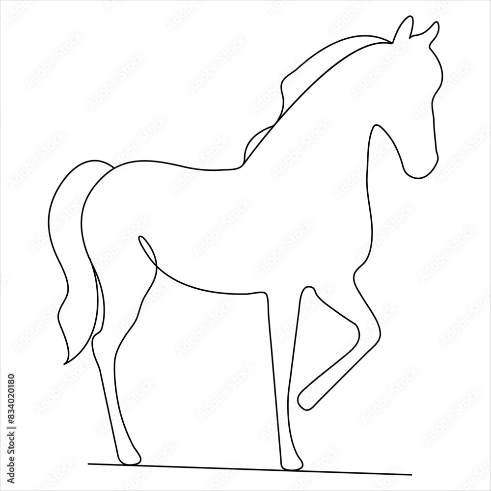 Continuous single line drawing of a horse animal concept single line ...
