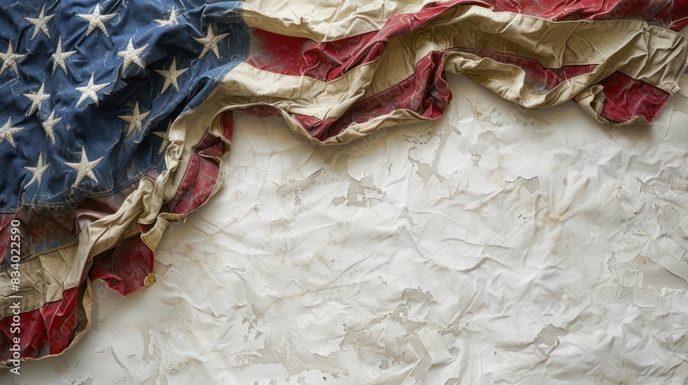 Crumpled American flag on textured background, patriotic theme with ...
