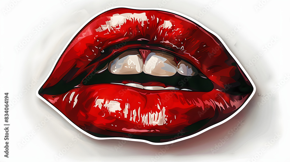 Png kissable red lips closeup sticker isolated on white background ...