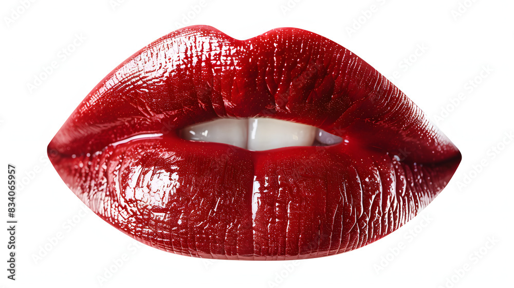 Png kissable red lips closeup sticker isolated on white background ...