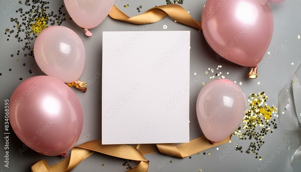 Blank white plain birthday invitation card mockup with birthday ...