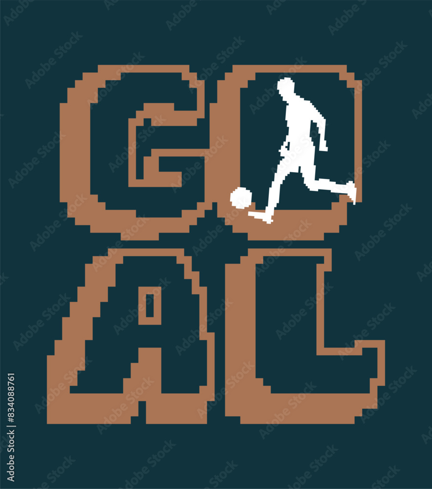 Vector illustration of Soccer ball football game in pixel style ...