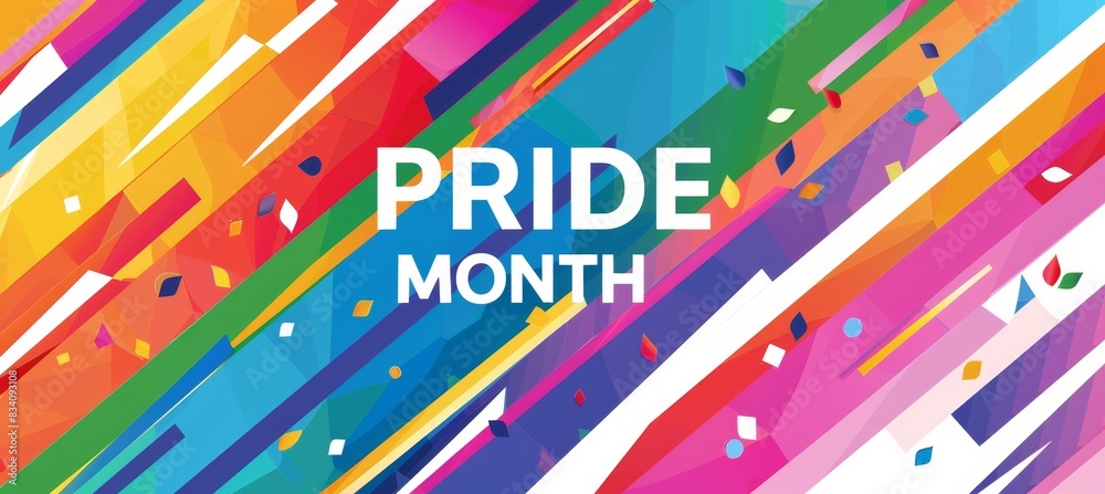 Pride month background with rainbow pattern and text "PRIDE MONTH ...