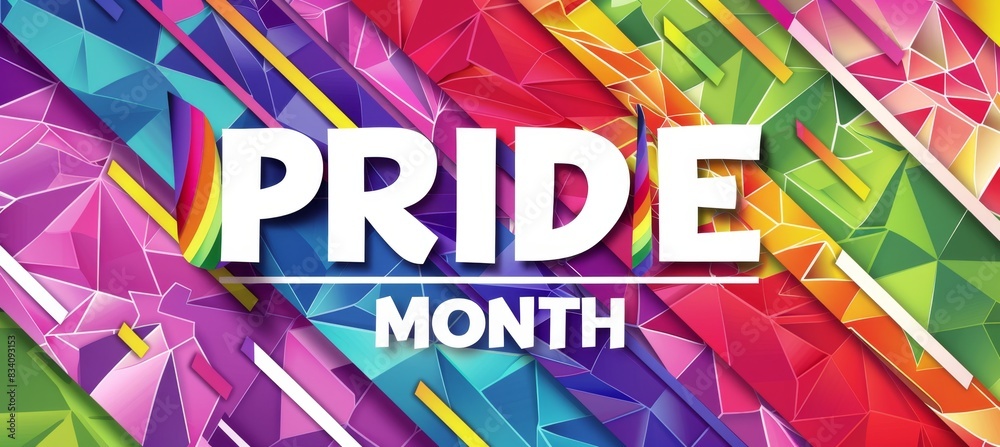 Pride month background with rainbow pattern and text "PRIDE MONTH ...