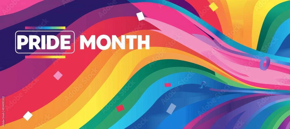 Pride month banner design with a rainbow geometric pattern and text ...