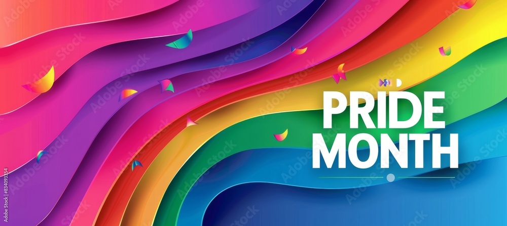 Pride month background with a rainbow pattern and text "PRIDE MONTH ...